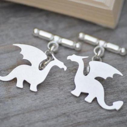 Dragon Cufflinks In Sterling Silver, Original Dragon Design, With ...