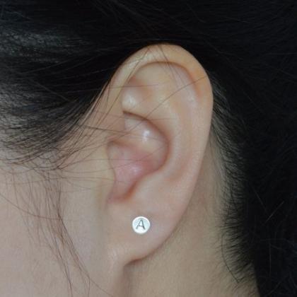 Personalized Initial Earring Studs In Sterling Silver, Message Earring ...
