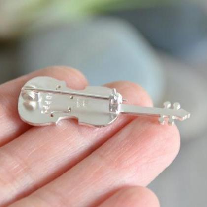 Violin Brooch In Sterling Siver, Handmade In The Uk on Luulla