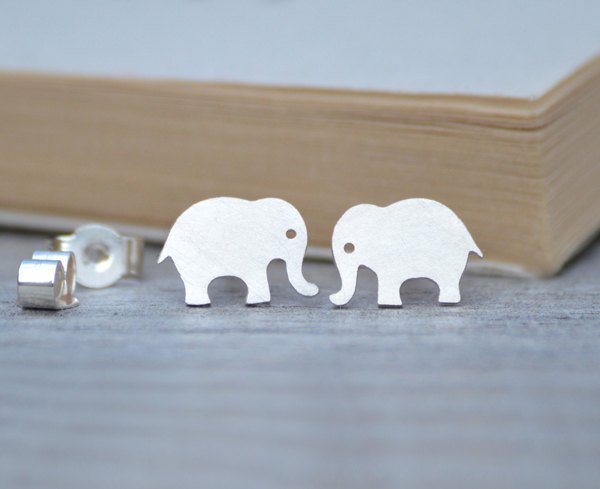 Elephant Earring Studs, Animal Earring Studs In Sterling Silver ...