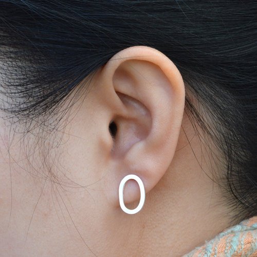 Cocoon Shape Ear Studs In Sterling Silver, Simple Earring Studs ...
