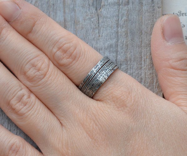 Stackable Textured Sterling Silver Rings, Antique Style Stackable Ring ...