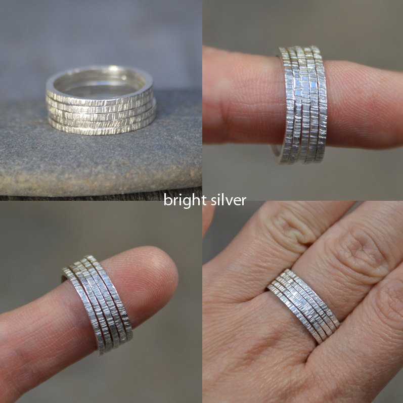 Stackable Textured Sterling Silver Rings, Antique Style Stackable Ring ...