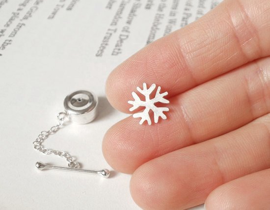 Snowflake Tie Tack In Sterling Silver Handmade In England on Luulla