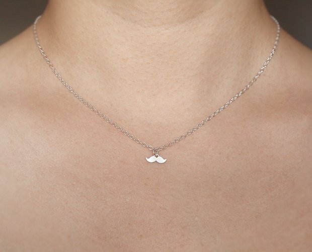 Mustache Necklace In Sterling Silver, Handmade In The Uk on Luulla