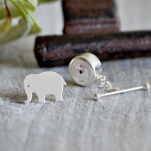 Elephant Tie Tack In Sterling Silver, Elephant Tie Pin In Sterling ...