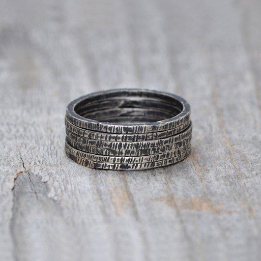 Stackable Textured Sterling Silver Rings, Antique Style Stackable Ring ...