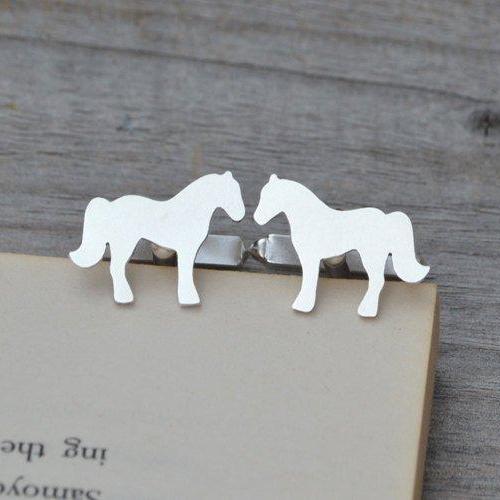 Horse Cufflinks In Solid Sterling Silver, With Personalized Message On ...