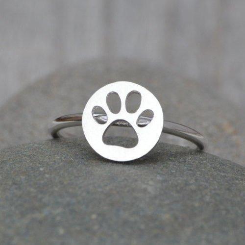 Pawprint Ring In Sterling Silver, Stackable Animal Ring on Luulla