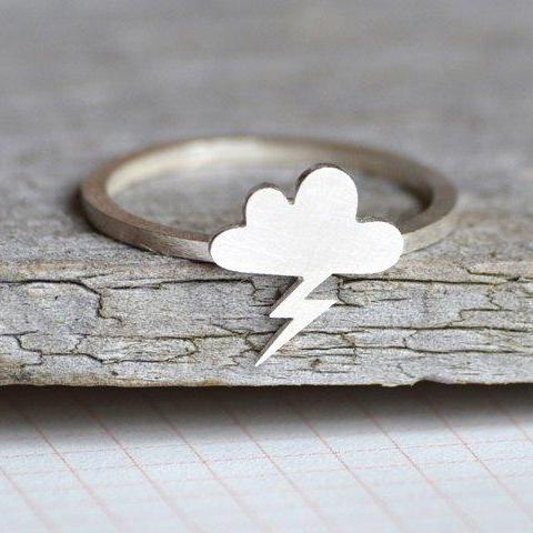 Lightning Cloud Ring In Sterling Silver, Weather Forecast Ring ...