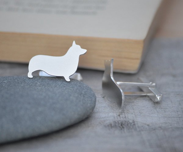 Corgi Cufflinks In Sterling Silver With Personalized Message On The ...
