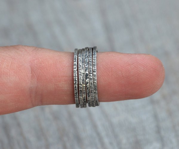 Stackable Textured Sterling Silver Rings, Antique Style Stackable Ring ...