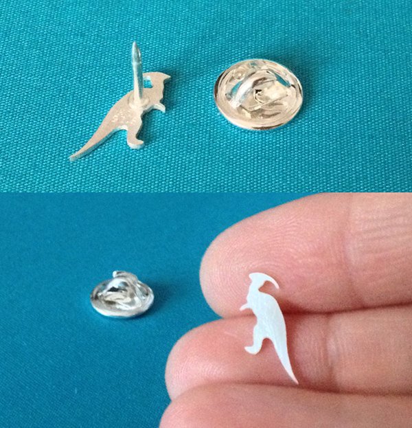 Parasaurolophus Dinosaur Pin In Sterling Silver, Handmade In The Uk on ...