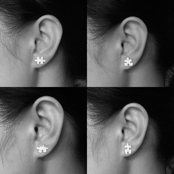 Jigsaw Puzzle Ear Studs Handmade In Sterling Silver From Uk on Luulla