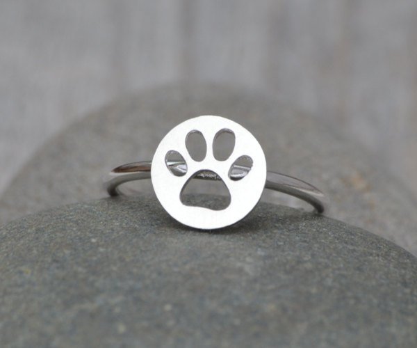Pawprint Ring In Sterling Silver, Stackable Animal Ring on Luulla