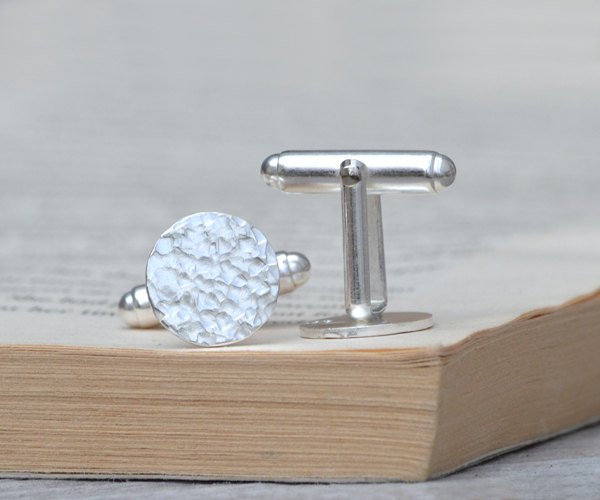Simple Cufflinks With Textured Surface, Classic Round And Oval Cufflinks Handmade In Sterling ...