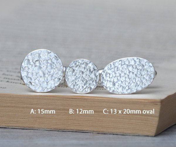 Simple Cufflinks With Textured Surface, Classic Round And Oval Cufflinks Handmade In Sterling ...
